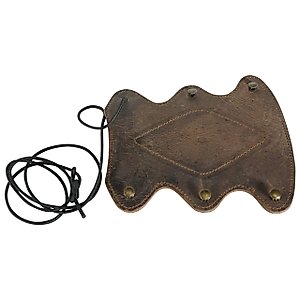 SAS Leather Traditional Vintage Arm Guard with Stretch Cord One Size with Metal Lace Hooks Armguard for Archery Bow Range Longbow Recurve Bow