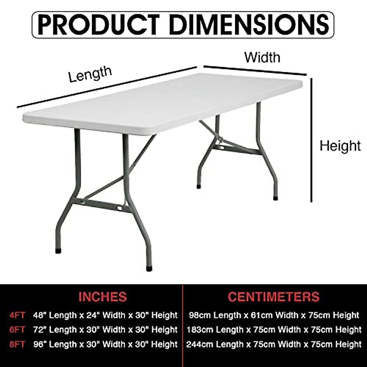Vortex on Point Custom Stretch Spandex Table Cover for Folding Tables 4ft 6ft 8ft - Universal Rectangular Fit Tablecloth Protector for Wedding, Banquet, Party and Tradeshows (Black, 6Ft)