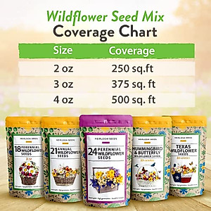 90,000+ Wildflower Seeds - Bulk Perennial Wild Flower Seeds Mix - 3oz Flower Garden Seeds for Attracting Bees, Birds & Butterflies - 24 Variety Plant Seeds for Planting Outdoor Garden