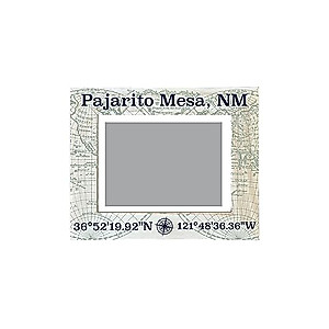 R and R Imports Pajarito Mesa New Mexico Souvenir Wooden Photo Frame Compass Coordinates Design Matted to 4 x 6