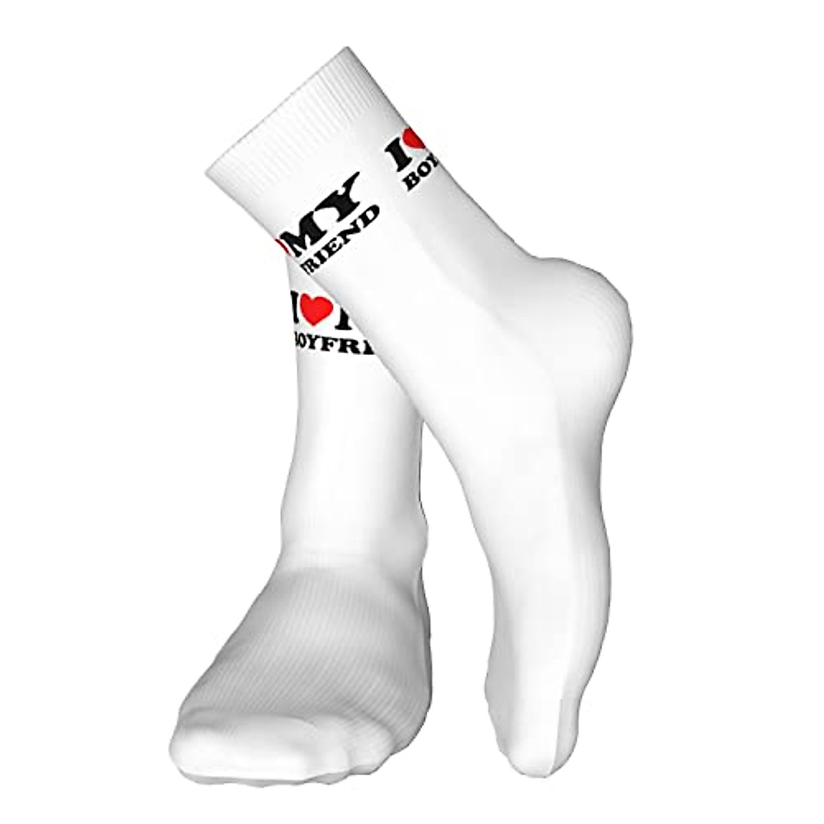 I Love My Hot Boyfriend 1 Socks Funny Socks Casual Crew Socks Compression Running Sock Moisture Wicking Novelty Christmas Gifts