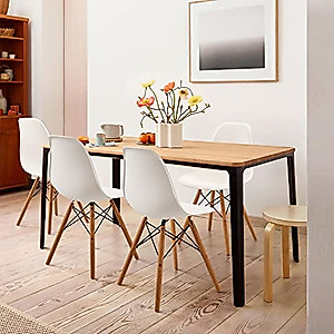 VICTONE Pre Assembled Mid Century Modern Style Dining Chair DSW Shell Plastic Chair Kitchen, Dining, Living Room Side Chairs, Set of 4 (White)