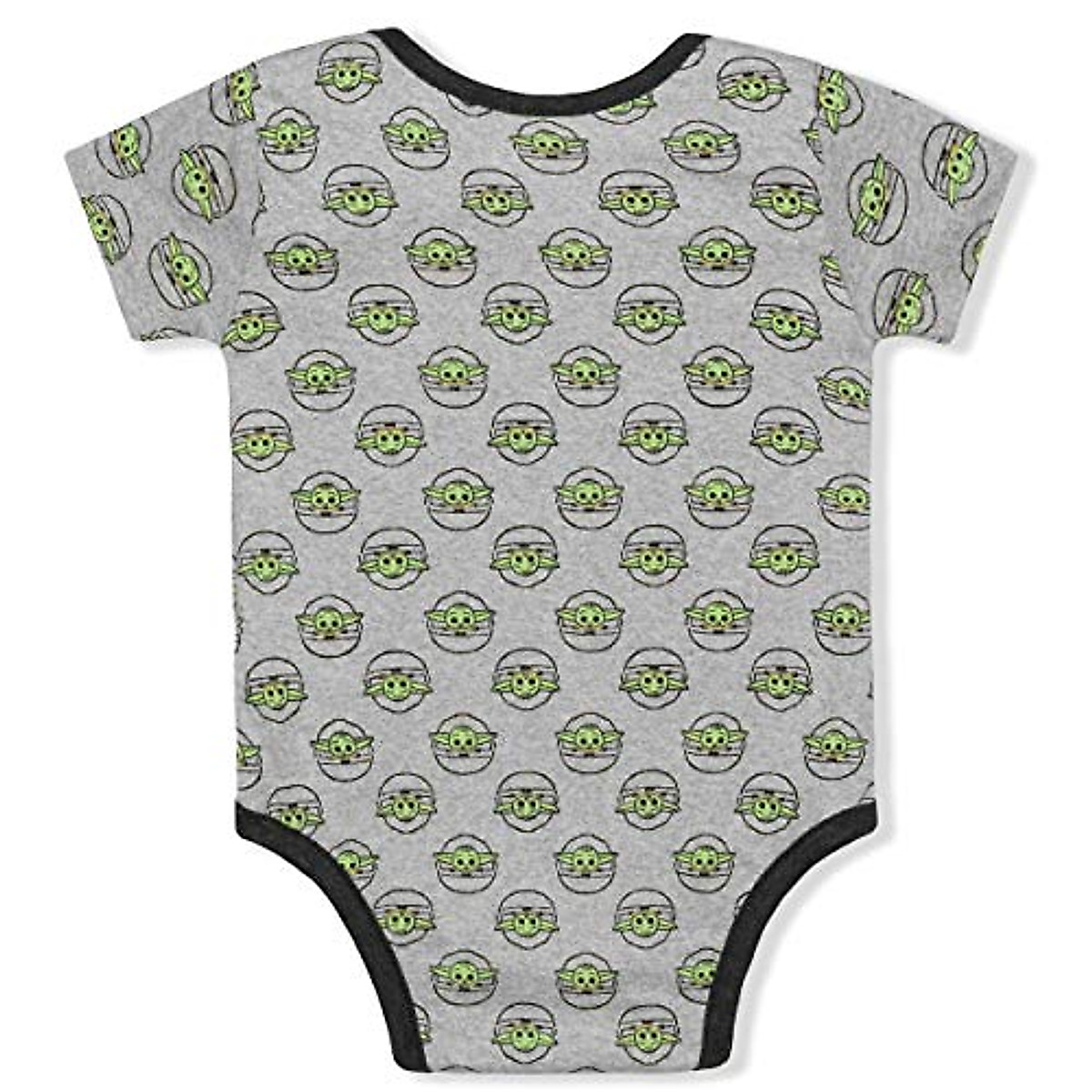 STAR WARS Baby Yoda Boys 3 Pack Bodysuits for Baby and Infant – Grey/Black/Green