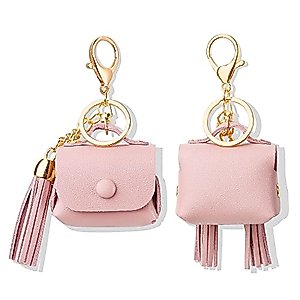 MODOS LOGICOS Case Cover for Air Pods 3 (2021), Genuine Leather Case with a Couple of Drooping Tassels Compatible with Apple AirPods 3rd Generation Charging Case - TaroPurple