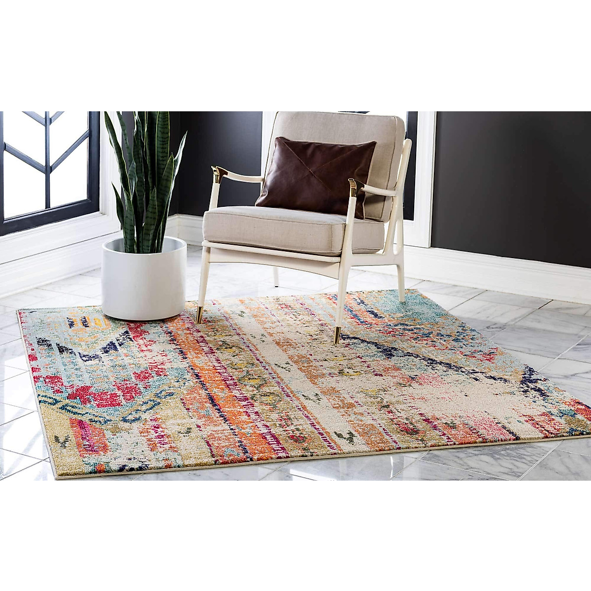 Unique Loom Sedona Collection Area Rug - Yosemite (8' Square, Multi/ Blue)