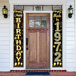 50th Birthday Door Banner Decorations for Men & Women, Black Gold Made in 1972 Banner Happy 50 Birthday Party Door Porch Sign, Fifty Birthday Door Backdrop Decor