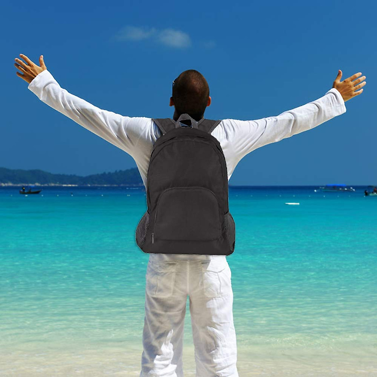 DaKuan Pack of 2 Lightweight Foldable Backpack, Water Resistant Travel Hiking Packable Backpack 20 Liters (Black & Blue) for Camping, Outdoor, Travel Cycling