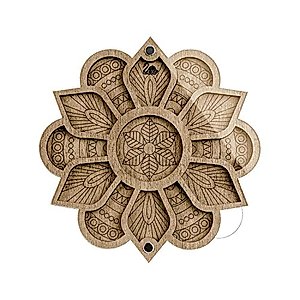 Lonjew Bead Container Wood Flower with Needle Magnet for Supply Storage, Bead Tray Organizer, Box with Lid, Art Supply Storage, Jewelry Making Gift, Transparent Magnet Lid and Needle Holder