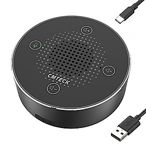 CMTECK USB Conference Microphone, Computer Desktop Speakerphone with Mute Function for Streaming, 360°Omnidirectional Voice Pickup, LED Indicator, VoIP Calls, Skype, Interviews, Chatting