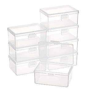 BENECREAT 8Pcs Clear Plastic Box Container Transparent Rectangle Storage Organizer with Lids for Beads, Small Items and Other Craft Projects, 3.2x2.2x1.4"