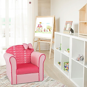 Costzon Kids Pink Couch, Children's Sofa Upholstered Armchair with Velvet Surface & High-Density Sponge, Lightweight Preschool Toddler Chair for Boys Girls Aged 1-3, Bedroom Playroom Gift Presents