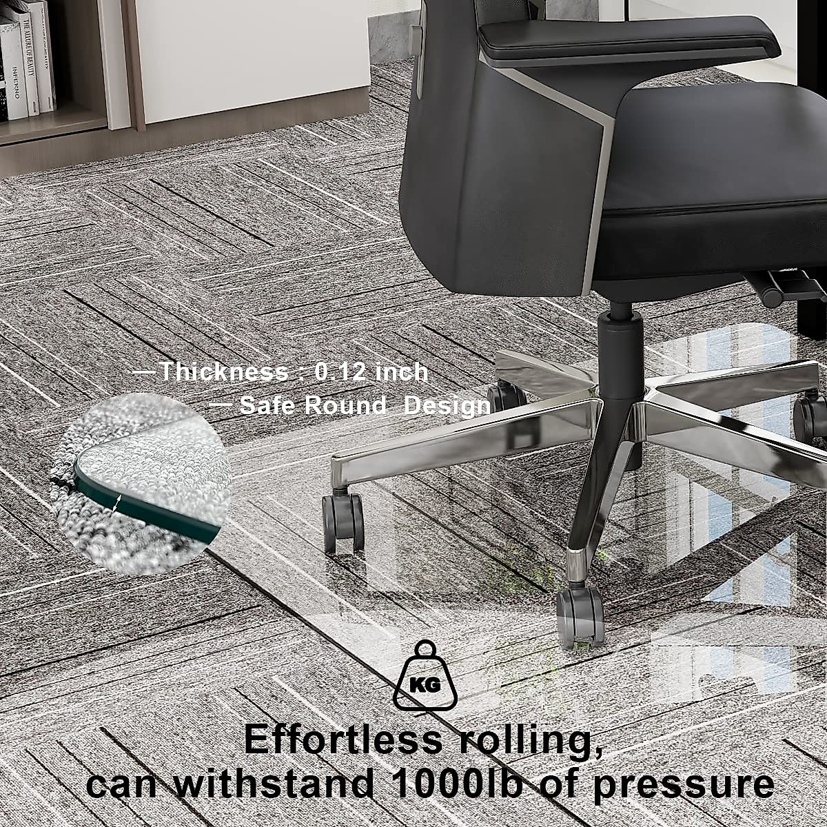 GLSLAND - 36"x 36" Glass Chair Mat/Office Chair Mat/Computer Desk Mats - 3MM Premium Tempered Glass-Hard Protect Floor Easy Glide Swivel Chairs for Carpet/Home/Office