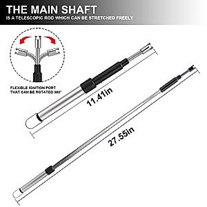 Electric Long Lighter, Retractable Length (11.4in-27.55in), Lgnition Port Can be Rotated 360°, Rechargeable via USB, lighters Suitable for Lighting Candles, barbecues, fireplaces, fire pits, etc.