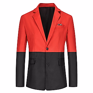 Men's Slim Fit Blazer 1 Buttons Stylish Business Suit Sports Coats Lightweight Single Breasted Lapel Prom Jacket (Red,X-Large)