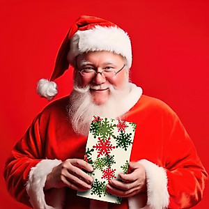 easykart labels Christmas Treat Bags, 32 Pcs Christmas Paper Bags, 32 Pcs Christmas Stickers, Christmas Goodie Bag Party Supplies for Classrooms, Party Favors, Kraft Holiday Goody