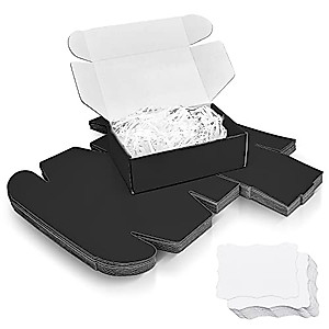 12 Pack Small Medium Black Gift Boxes Corrugated Packaging Boxes Mailers for Small Business, Recyclable Cardboard Mailing Boxes with 24 Pieces Blank Gift Cards and Paper Fillers (9x6x3 Inch, Black, 12 Pack)