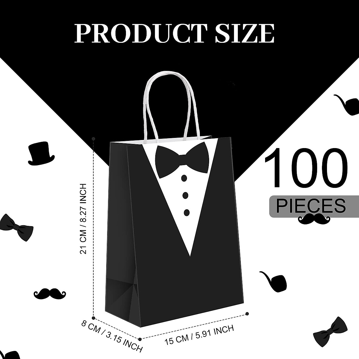 Yexiya 100 Pieces Groomsman Gift Bags for Wedding Tuxedo Gift Bags with Handle Paper Gift Bags for Wedding Groomsman Bridesmaid Party Favors Gift Wrapping Supplies