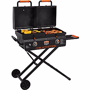 Blackstone 1550 On The Go Combo with Wheels, Legs Hood & Side Shelf Heavy Duty Flat Top Portable BBQ Griddle Grill Station for Kitchen, Camping, Outdoor, Tailgating, Black