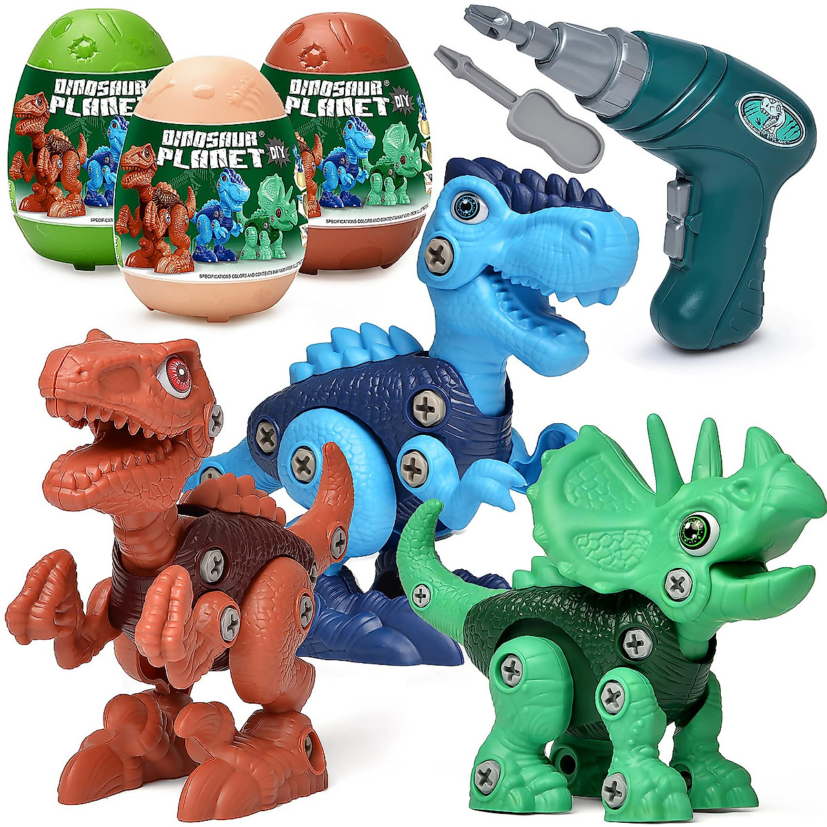 Take Apart Dinosaur Toys for 6 7 8 9 10 Year Old Kids, Kids Toys Stem Learning Educational Building Kids Toys with Electric Drill, Dinosaur Toy Birthday Easter Gifts Boys Girls