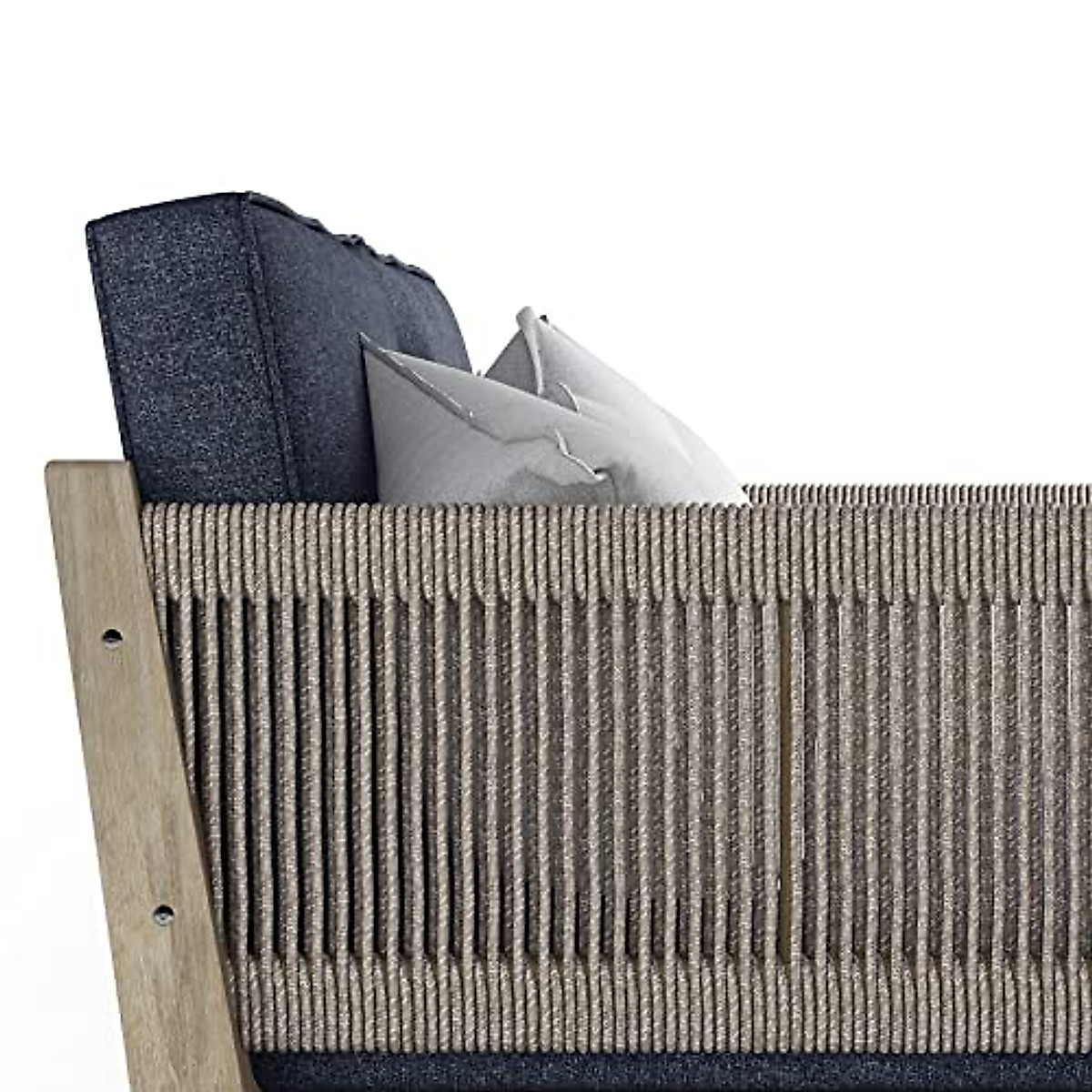 SIMPLIHOME Cayman 77 Inch Wide Contemporary Outdoor Sofa with Décor Pillows in Slate Grey Polyester Fabric, For the Living Room and Family Room