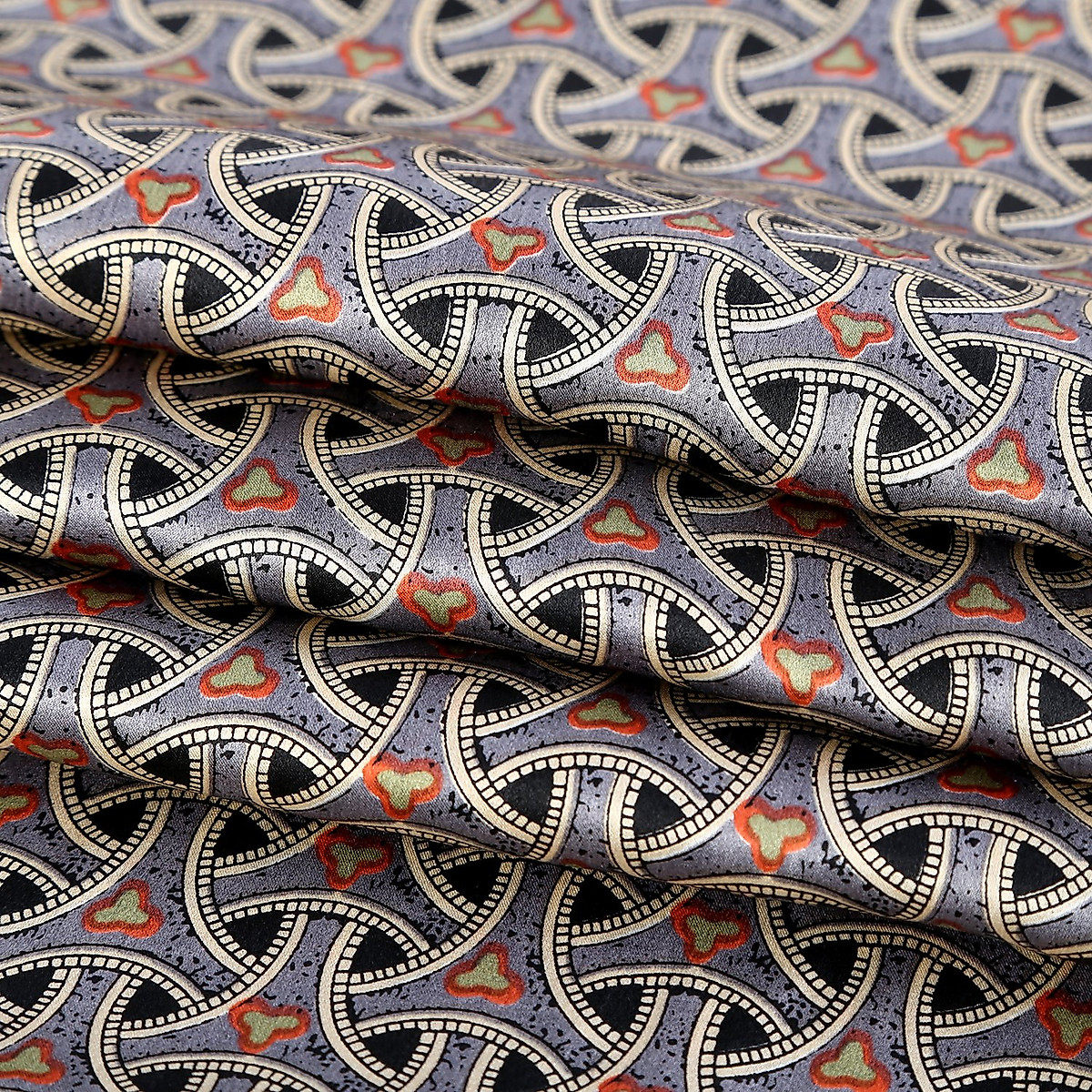 YangtzeStore Charmeuse Satin Silk Scarf for Men (Black with Check Pattern)