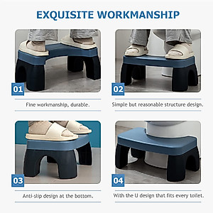 Housoutil Potty Toilet Stool Squatting Poop Stool Baby Step Stool for Bathroom Non-Slip Potty Stool for and Adults in Bathroom Toilet Blue