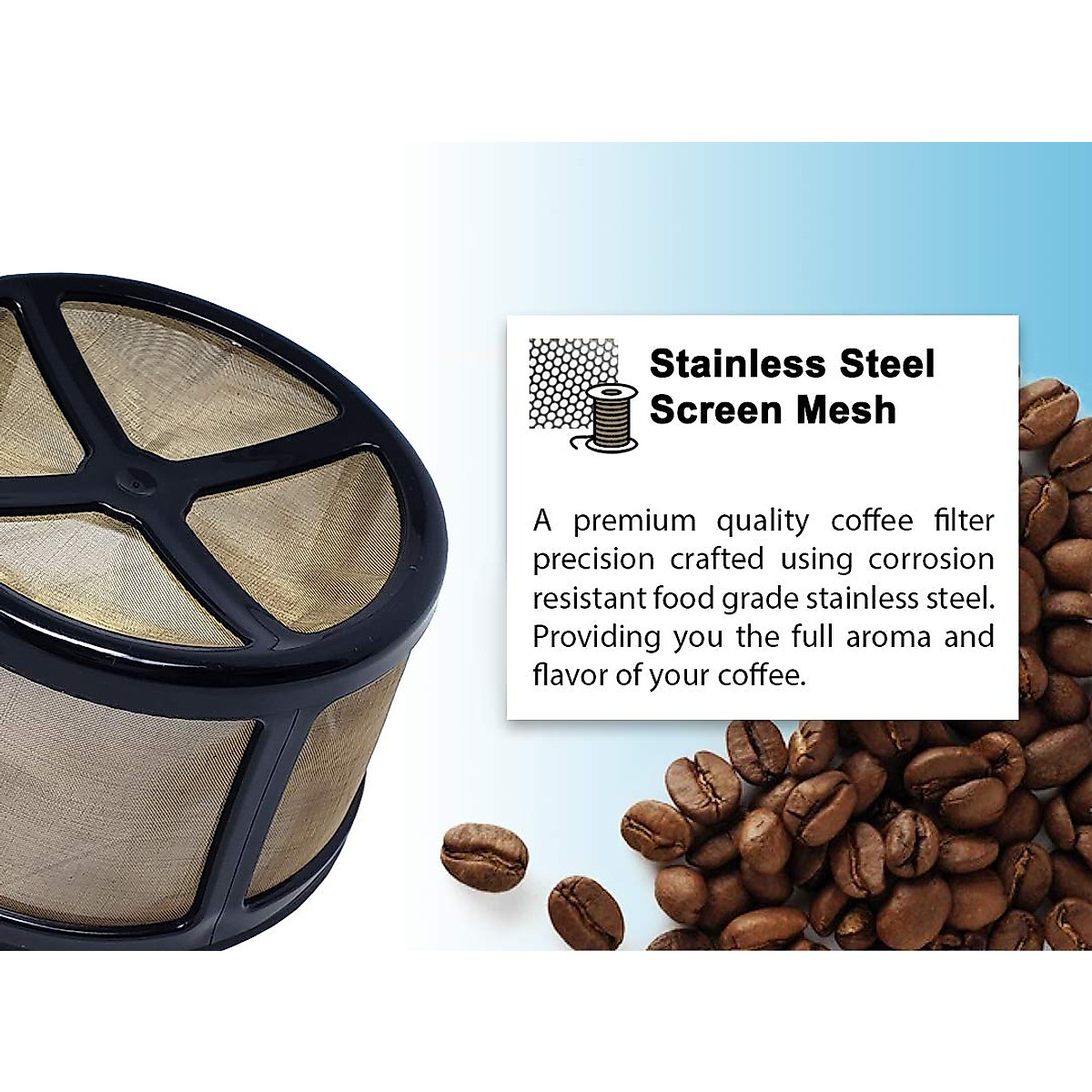 GOLDTONE Reusable Coffee Filter fits KEURIG Essentials and K-Duo Coffee Makers and Brewers w/Scoop