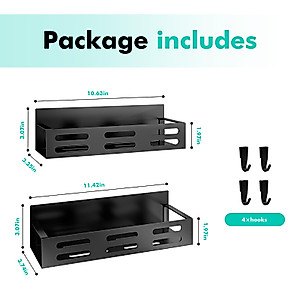 SETBAOO 2 Pack Magnetic Spice Rack for Refrigerator, Black Magnetic Shelf and Fridge Kitchen Cabinet Organizers Storage Seasoning Organization Mini Shelves, Organizadores de Cocina