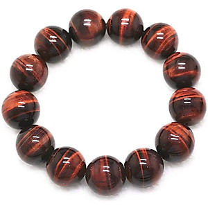 16mm Natural Red Tiger Eye Gemstone Cat Eye Round Bead Women Men Bracelet AAAA