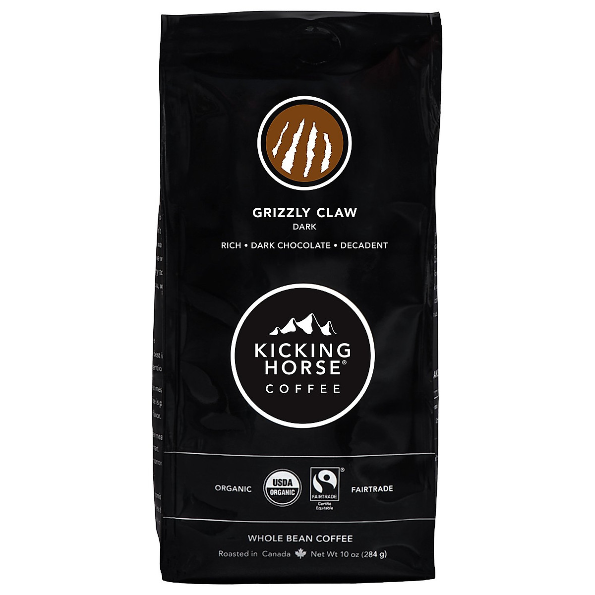 Kicking Horse Coffee Grizzly Claw Dark Roast Whole Bean and Kick Ass Dark Roast Ground Coffee Bundle (10 Oz)