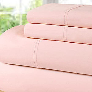 Superior Cotton Percale Deep Pocket, California, Blush, 4-Pieces Set, Cal King Sheets