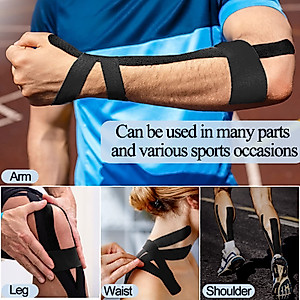 15 Rolls Kinesiology Tape 2 Inch x 16 ft Elastic Athletic Tape Waterproof Breathable Cotton Gym Tape Pain Relief Muscle Tape for Gym Fitness Sports Tennis Running Swimming (Black)