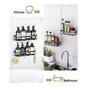 Uamector Shower Caddy, Adhesive Shower Shelves 3 Pack, Shower Organizer No Drilling, Rustproof Stainless Steel Soap Holder for Shower Wall, Wall Mounted Shower Shelf for Inside Shower, Black