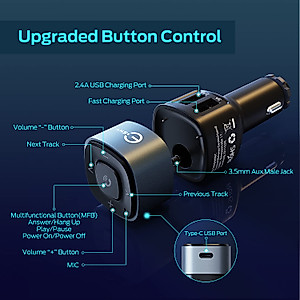 Esky Bluetooth Receiver for Car, 3.5mm Aux Bluetooth Car Adapter, Bluetooth 5.1 Wireless Car Audio Stereo Kits with Hands-Free Call, Dual USB Ports Car Charger