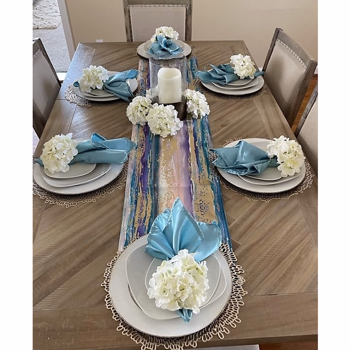 YOUR CHAIR COVERS - 20 inch Satin Washable Oversized Cloth Napkins, Hemmed Reusable Table Napkins for Restaurant, Dinner, Bistro, Wedding, Event, Parties, Kitchen - Turquoise (Pack of 10)