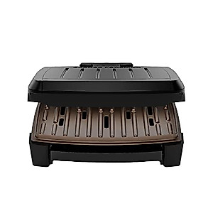 George Foreman® Contact Submersible™ Grill, NEW Dishwasher Safe, Wash the Entire Grill, Easy-to-Clean Nonstick, Black/Bronze
