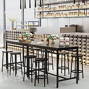 Hooseng Kitchen Table and Chairs for 4, Industrial 5 Piece Dining Room Set, Counter Height for 35.4'', Bar Table with 4 Stools for Home, Breakfast Nook, Restaurant, Pub, Black