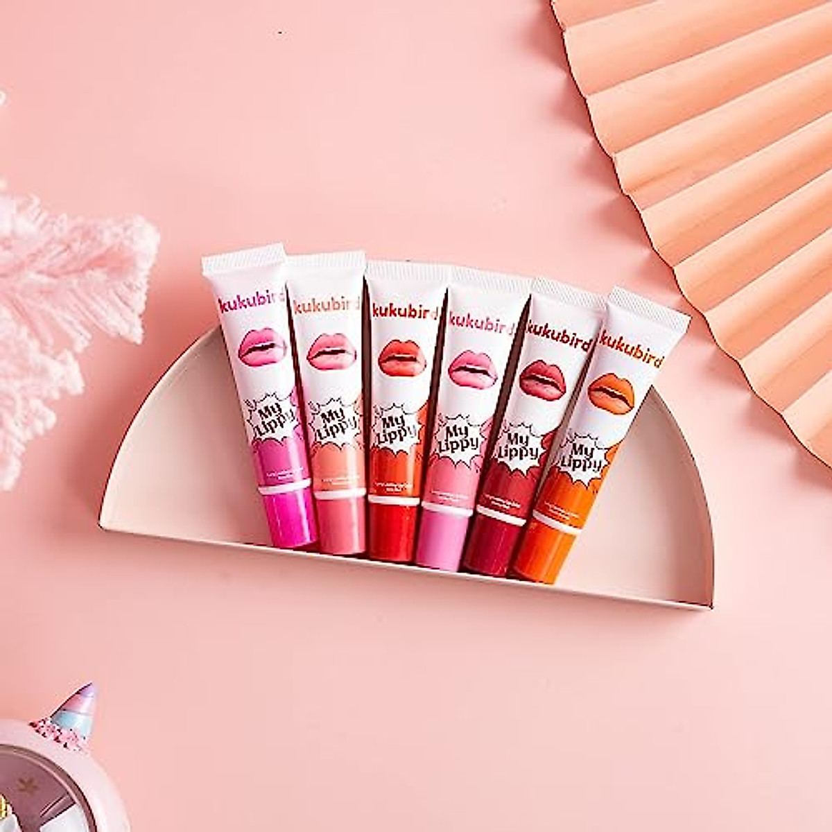 kukubird 6pcs Lip Tattoo Peel & Reveal Waterproof Lipgloss Lip Tint Womens Girl Makeup Beauty Set- Lip Tattoo