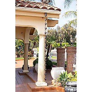 Monarch Rain Chains 50584 Aluminum Hammered Cup Rain Chain, 8-1/2 Feet Length Replacement Downspout for Gutters, 8.5', Pewter