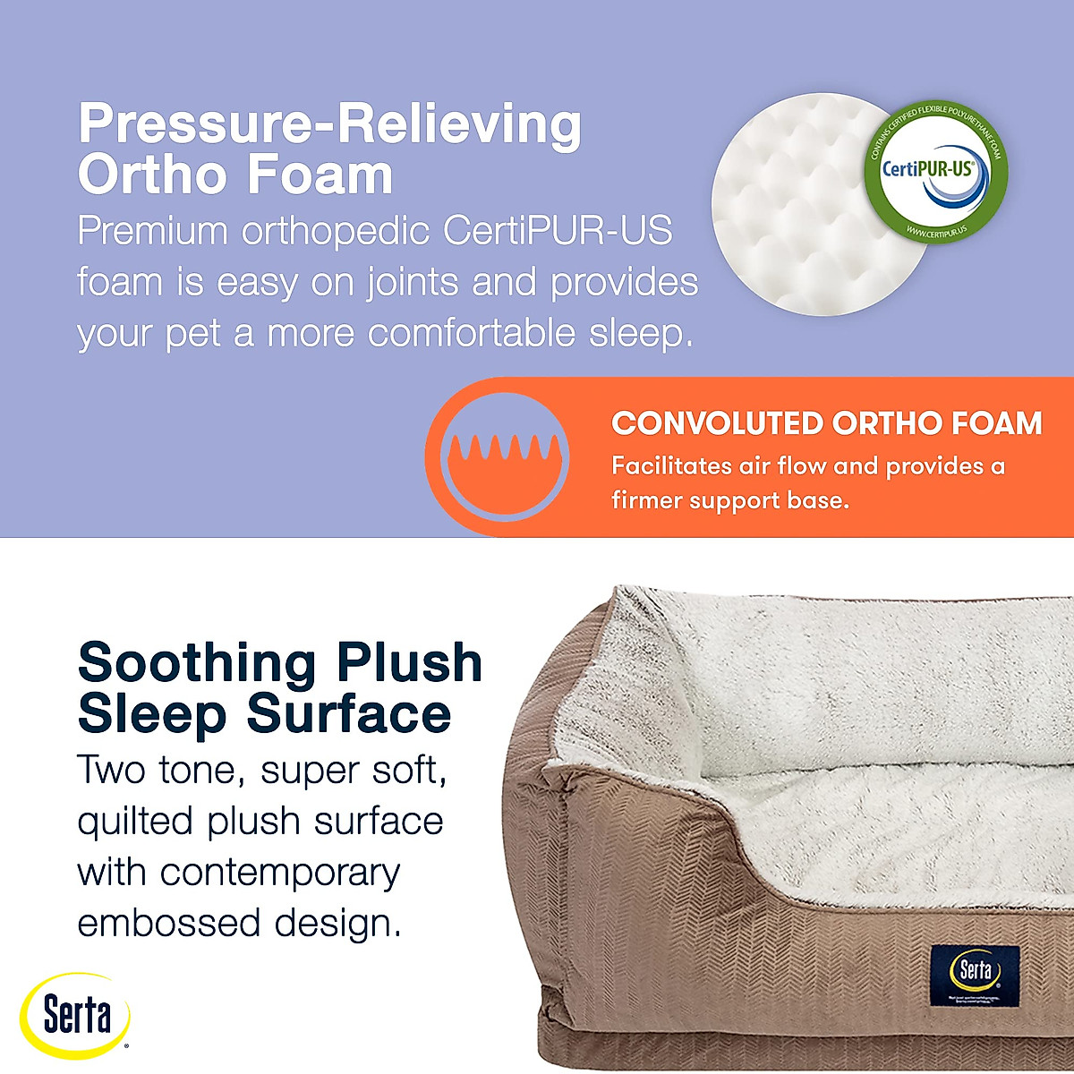 Serta Orthopedic Cuddler Dog Bed for Pets – Chocolate Brown (Large)