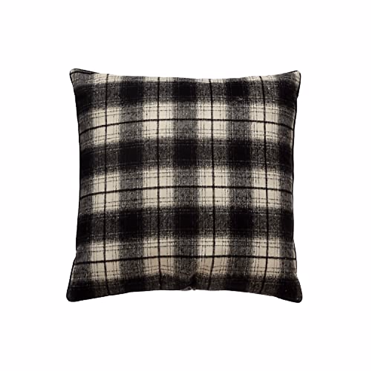 Creative Co-Op Square Fabric Pillow with Piping, Black and White Plaid