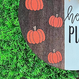 Hey There Pumpkin Welcome Hanging Sign Front Door Decor Fall Decorative Wooden Welcome Sign Rustic Porch Decoration for Home Office Garden Farmhouse 12 Inch