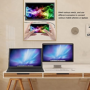 15.6-inch Portable Monitor Cell Phone Computer External with Screen/Split Screen Device HD IPS Screen (Color : Black)