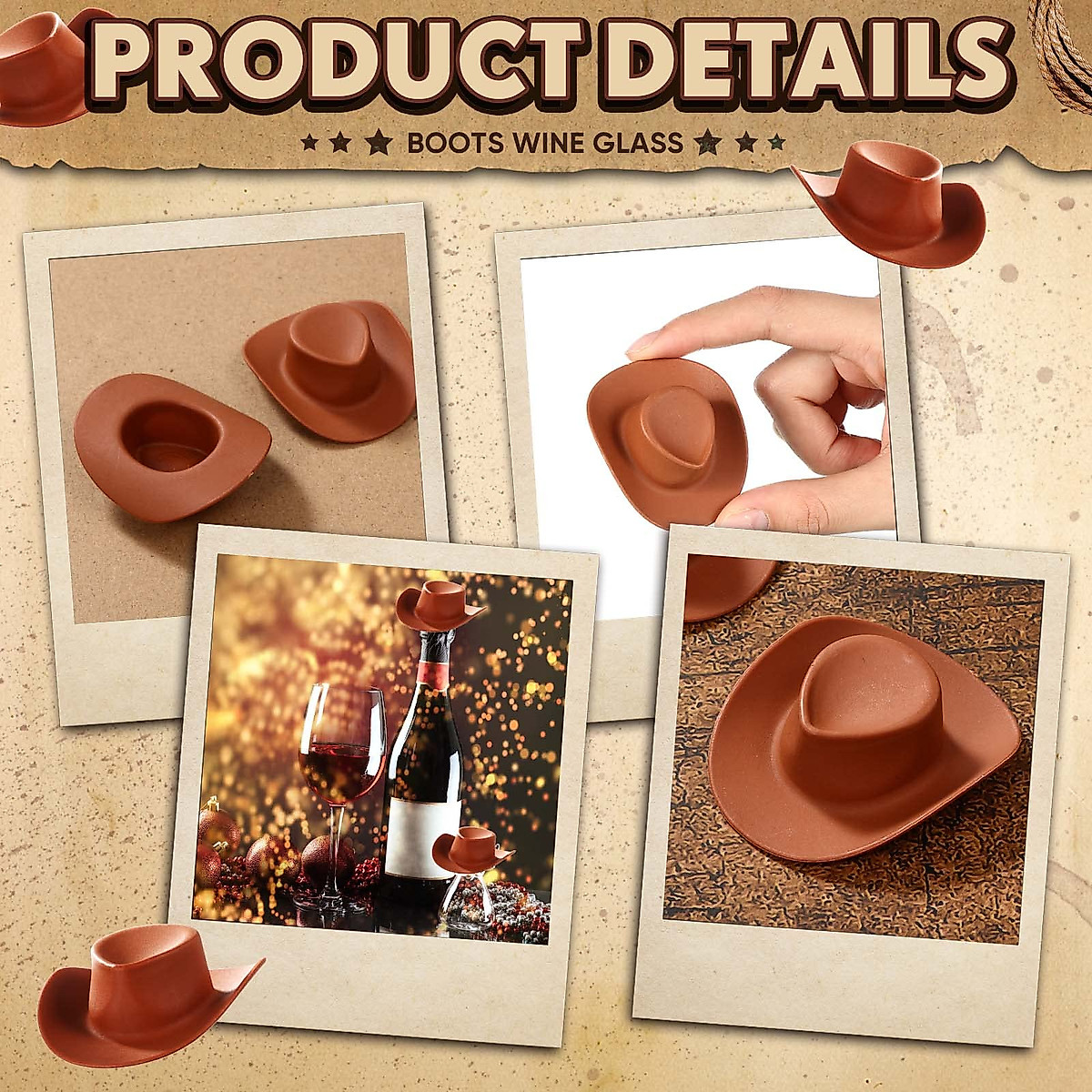 Yetene 34 Pcs Mini Cowboy Boot Shot Glasses Cups 1 oz Clear with 10 Pcs Plastic Mini Western Cowgirl Hat and 12 Pcs Rubber Snake