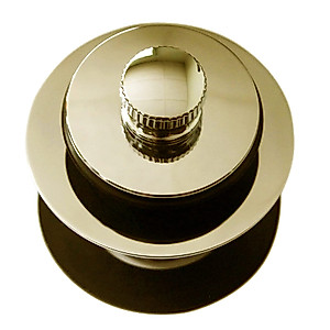 Westbrass 594244-01 14" White Tubular Bath Waste & Overflow Assembly with Twist & Close Drain Plug and 2-Hole Faceplate, Polished Brass