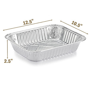 9x13 Aluminum Pans Disposable Foil Pans (10-Pack), Half Size Deep Steam Table Pans Extra Thick for Baking, Cooking, Roasting, Heating …