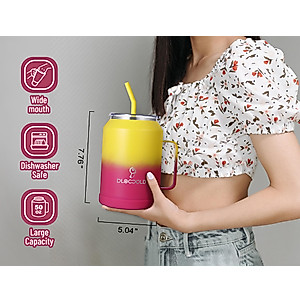 DLOCCOLD 50 oz Mug Tumbler with Handle and Lid, Large Insulated Tumbler with Straw, Reusable Stainless Steel Big Tumbler, Double Wall Metal Travel Jug Water Bottle, Sweat-proof, Dishwasher Safe