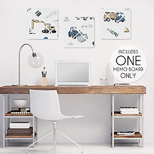 Sweet Jojo Designs Construction Truck Fabric Memory Memo Photo Bulletin Board - Grey Yellow Black Blue and Green Transportation