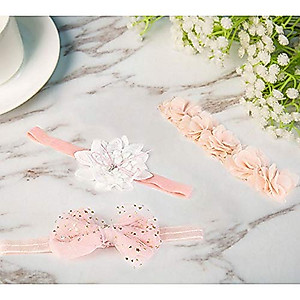 MEISO 10 Pcs Baby Girls Headbands Super Stretchy Headband and Bows for Newborn Lace Petals Flower Hair Accessories Baby Girl Gift