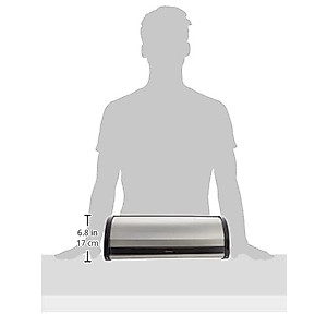 Brabantia Roll Top Bread Box (Matt Steel Fingerprint Proof) Large Front Opening Flat Top Bread Box, Fits 2 Loaves, Ideal for Kitchen Counter